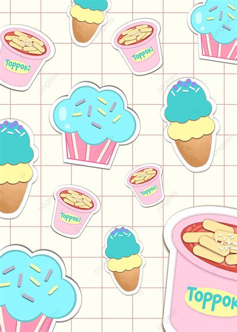 Snack Wallpaper Background Toppoki Korean Food Ice Cream Cup Cake Background Image For Free