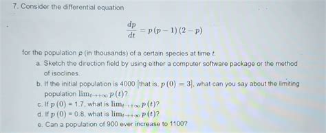 Solved Consider The Differential Equationdpdt P P 1 2 P For