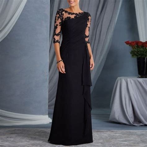 Yourumao Mother Of The Bride Dresses With Sleeves Long Formal Evening Dresses Lace Appliques
