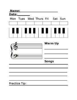 Beginner Piano Assignment Sheet By Cross Piano Studio TPT