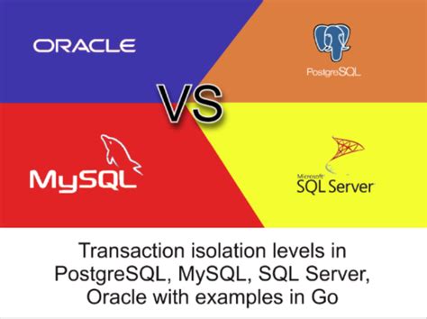 Transaction Isolation Levels In Postgresql Mysql Sql Server Oracle With Examples In Go By