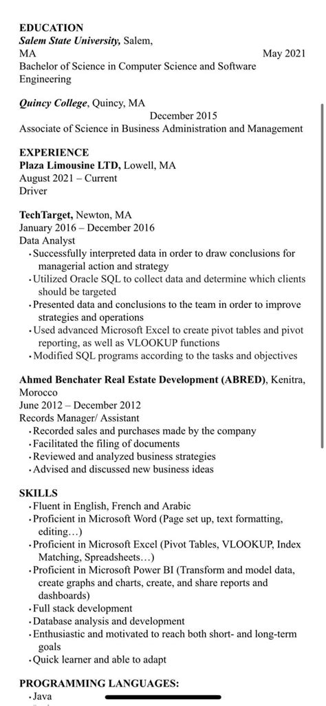 Can Anyone Help Me Craft My Resume Im Having A Hard Time Landing My First Job Rresume