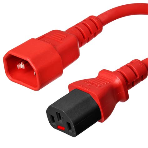 C14 To Locking C13 Power Cords Red 10a 250v 18 3 Sjt Locking Power Cords
