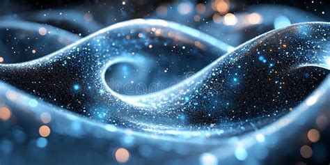 Abstract Wave With Sparkling Particles And Glowing Bokeh Light Points Against A Dark Backdrop