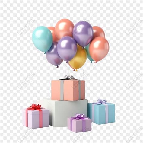 리본과 풍선 3d 렌더링으로 닫힌 선물 상자 현대 휴일 깜짝 상자개념행복하다 Png 일러스트 무료 다운로드 Lovepik