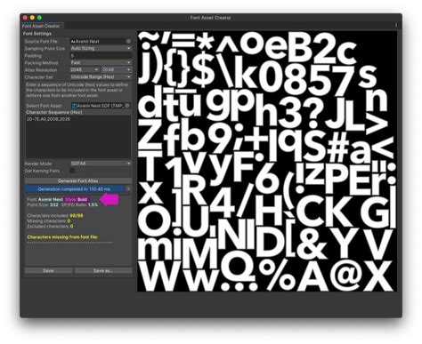 accessing a different style of a font with tmp font asset creator