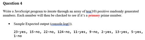 Solved Question 4 Write A Javascript Program To Iterate