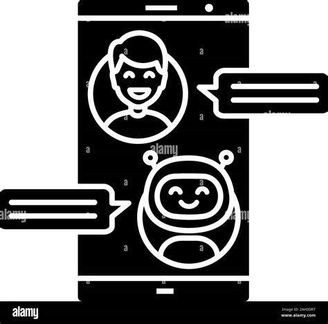 Support Chatbot Glyph Icon Silhouette Symbol Messenger Bot Modern Robot Virtual Assistant