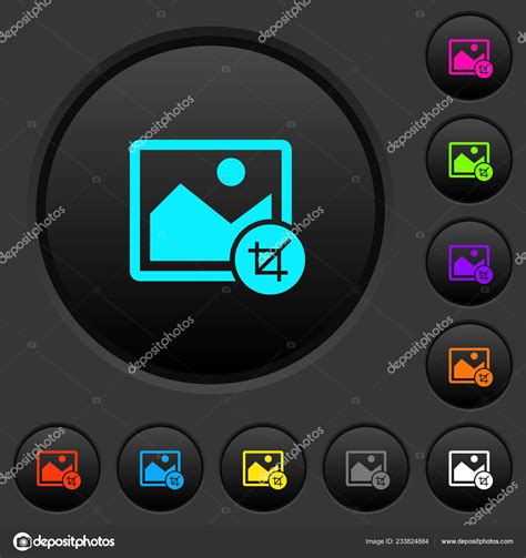 Crop Image Dark Push Buttons Vivid Color Icons Dark Grey Stock Vector Image By ©renegadehomie