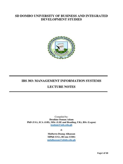 Ibs 303 Lecture Notes Pdf Strategic Management Information System