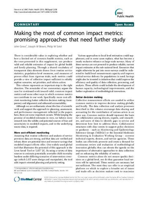 Pdf Making The Most Of Common Impact Metrics Promising Approaches