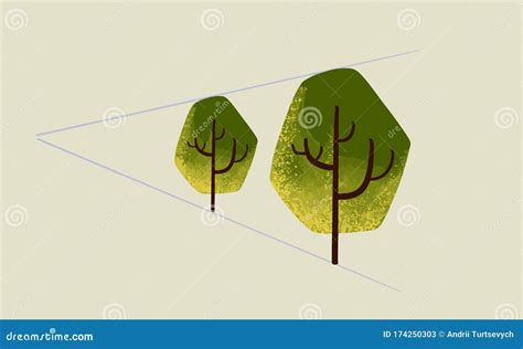 Trees In Perspective With Perspective Lines Stock Vector Illustration