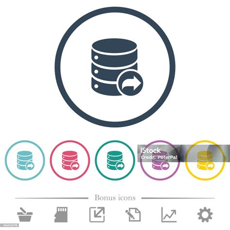 Database Transaction Commit Flat Color Icons In Round Outlines Stock Illustration Download