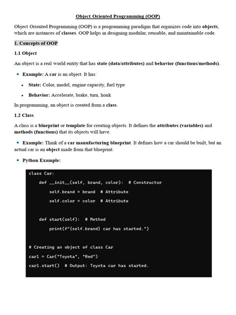 Oops Concept Pdf Object Oriented Programming Class Computer Programming