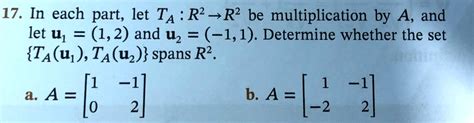 solved 17 in each part let ta be multiplication by a and let u1