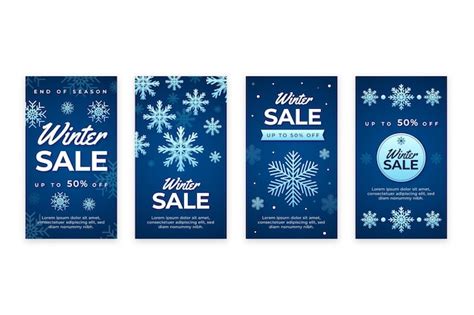 그라데이션 겨울 세일 인스타그램 스토리 컬렉션 무료 벡터