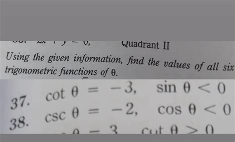 Quadrant II Using The Given Information Find StudyX