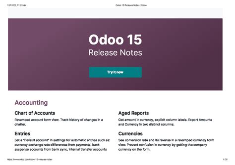 Odoo 15 Release Notes Odoo Odoo 15 Release Notes Try It Now