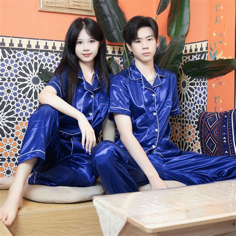 Dymgf Couple Design Plus Size Pajamas Set Silk Short Sleeve Women Terno For Woman Sleepwear