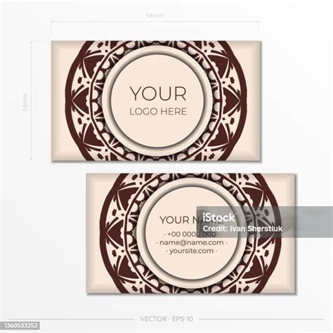 고급스러운 패턴베이지 색으로 명함의 인쇄 디자인을위한 벡터 템플릿 텍스트와 추상 장식을 위한 장소가 있는 명함을 준비합니다 0명에 대한 스톡 벡터 아트 및 기타 이미지