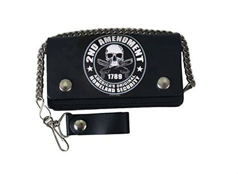 2nd Amendment 4 Soft Leather Biker Motorcycle Biker Wallet And Chain Fashion