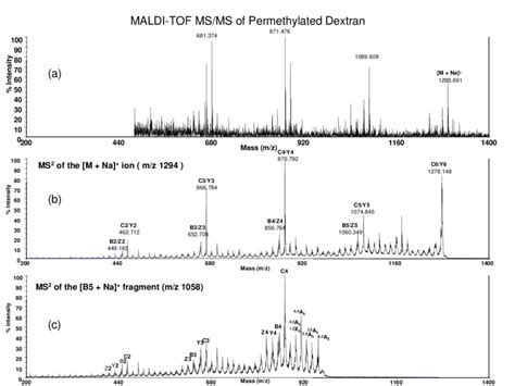 Maldi Tof Ms Ms Of Permethylated Dextran Glucans The Hexasaccharide Download Scientific