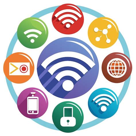 Colorful Wifi Signal Icons With Long Shadows Set In A Circle Premium Ai Generated Vector