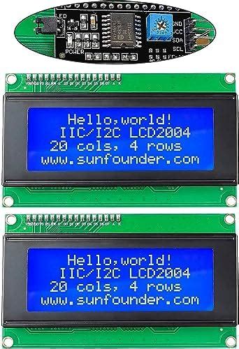 Sunfounder 2 Pack 2004 20x4 Lcd Module Iic I2c Interface Adapter Blue Backlight