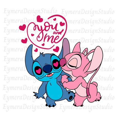 Stitch And Angel Heart Svg Stitch Png Angel Cartoon Love Svg Png Ai