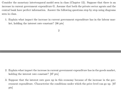 Solved Consider The Monetary Intertemporal Model Seen In
