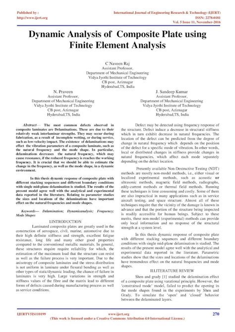 pdf dynamic analysis of composite plate using finite element