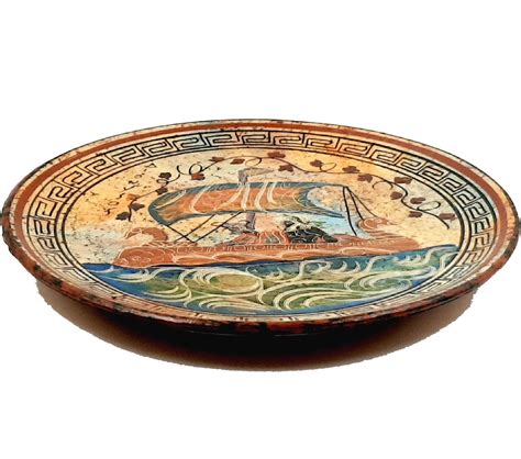Original Style Greek Plate Ancient Greek Potterygod Dionysus On Ship