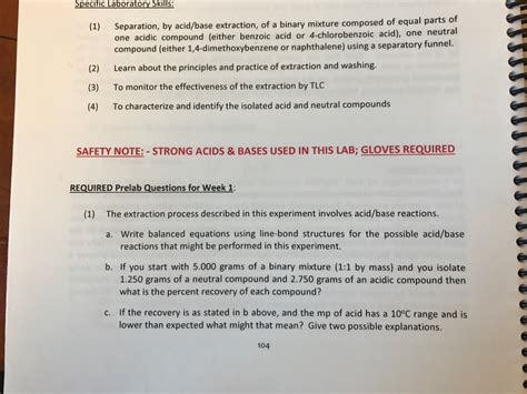 Solved Specific Laboratory Skills Separation By Acid Base Chegg Com