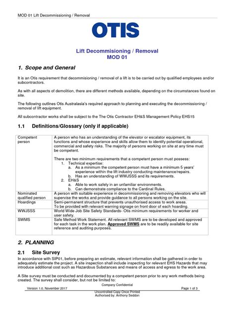 Lift Decommisioningremoval Mod 01 Pdf Elevator Safety