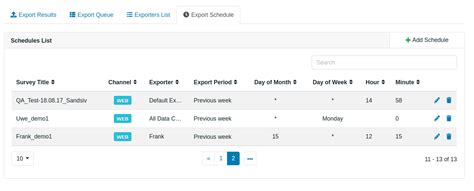 Export Export Schedules SandSIV Support Center
