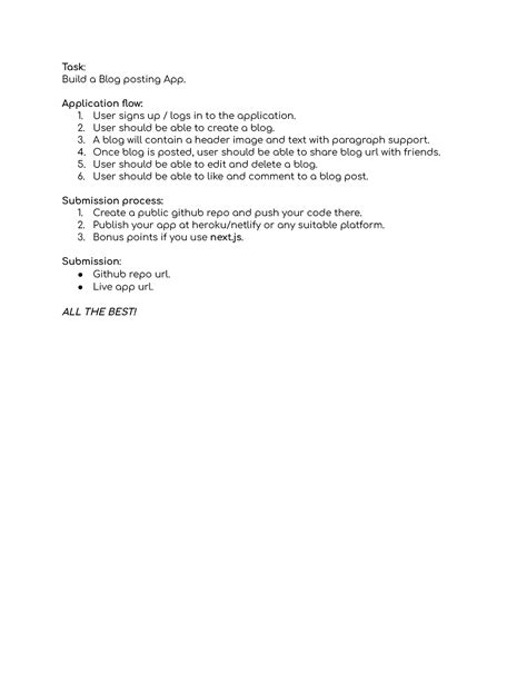React Js Demo Task Notes Task Build A Blog Posting App Application Flow User Signs Up