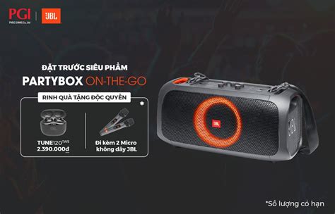 Đặt trước loa JBL PartyBox On The Go rinh cặp mic không dây và tai nghe true wireless