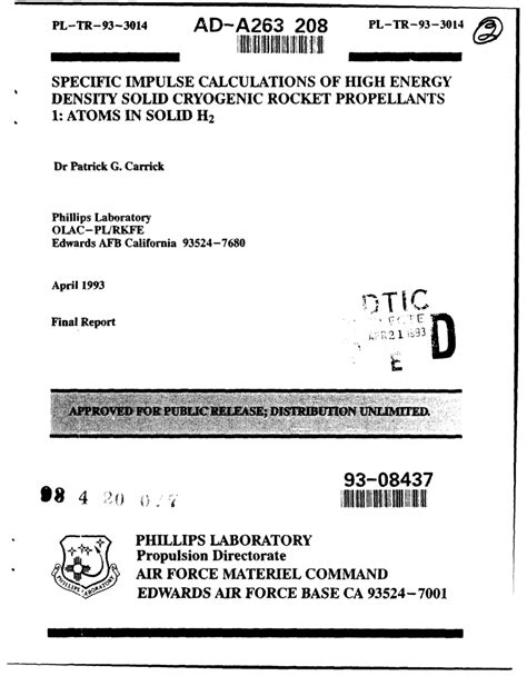 Pdf Specific Impulse Calculations Of High Energy Density Solid