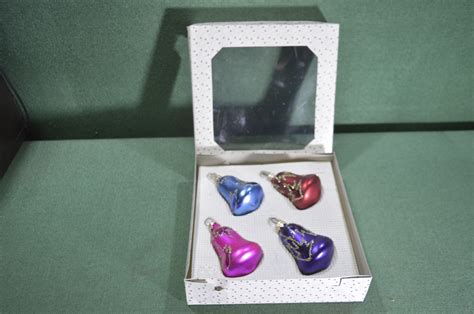 Купить Елочная стеклянная игрушка Колокольчик колокол Стекло Набор 4 шт в коробке МПО Иней