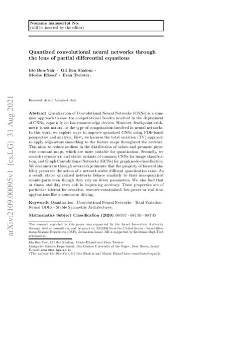 Pdf Quantized Convolutional Neural Networks Through The Lens Of Partial Differential Equations