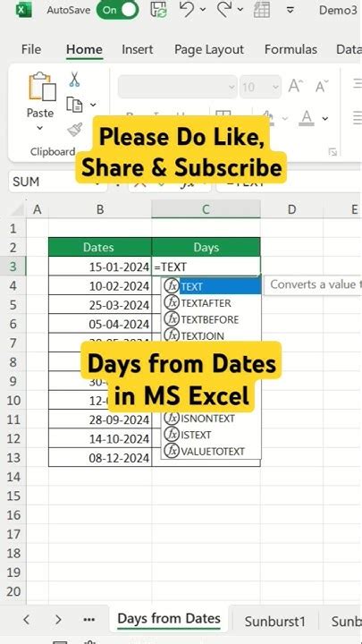 Days From Dates In Ms Excel Exceltips Exceltricks Shorts Kttrained Youtube