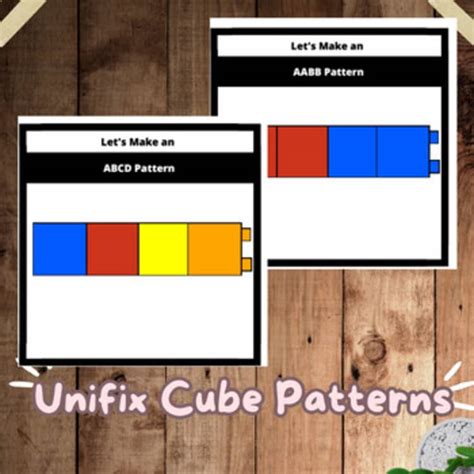 Unifix Cube Patterns Snap Cubes Activities 72 Cards Ab Abc Aab Abb Abcd Aabb