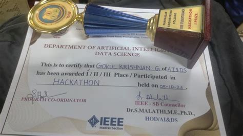 Gokul Krishnan G On Linkedin Excited To Share That I Clinched The First Prize At The Ieee