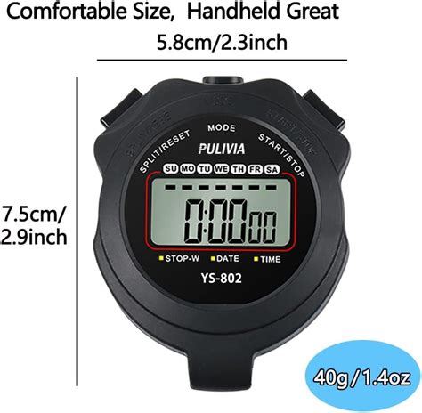 Pulivia Large Display Digital Stopwatch For Coaches Yellow Sport Timer Lap Split Stopwatch