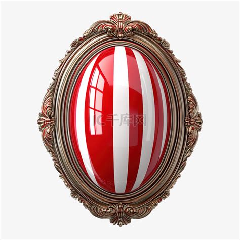 椭圆形框架内有白色条纹的红色球素材图片免费下载 千库网