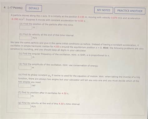 Solved Particle Moves Along The X Axis It Is Initially At Chegg