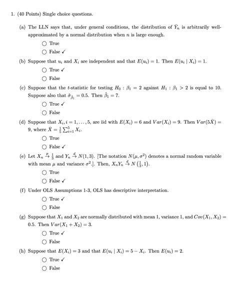 Solved Points Single Choice Questions A The LLN Chegg Com