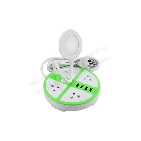 โคมไฟLED พรอมปลกพวง 4USB สเขยว สายยาว3เมตร