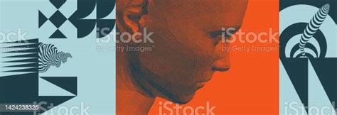 표지 디자인 템플릿 점선으로 된 얼굴 배경의 측면도 기하학적 패턴 브로셔 포스터 카드 초대장 포스터 섬유 인쇄 프리젠 테이션