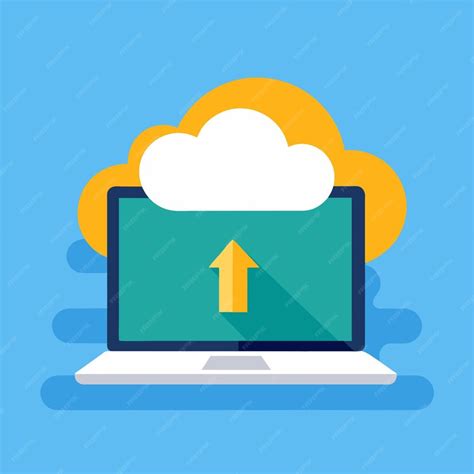 Premium Vector Laptop Syncing Data With Cloud Synchronization Of Cloud Data Storage On A